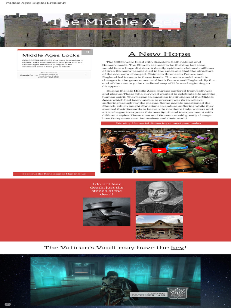 Middle Ages Digital Breakout | PDF | Middle Ages | Cultural Anthropology