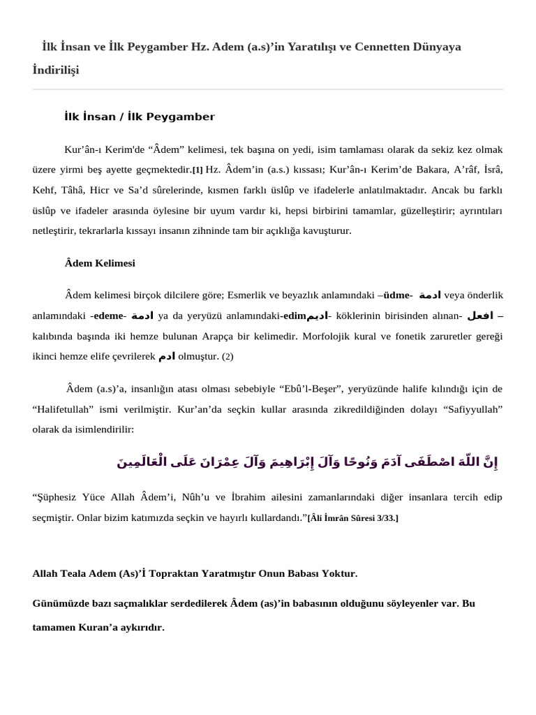 Ilk Insan Ve Ilk Peygamber HZ - Ademin Yaratılışı Ve Cennetten Dünyaya ...