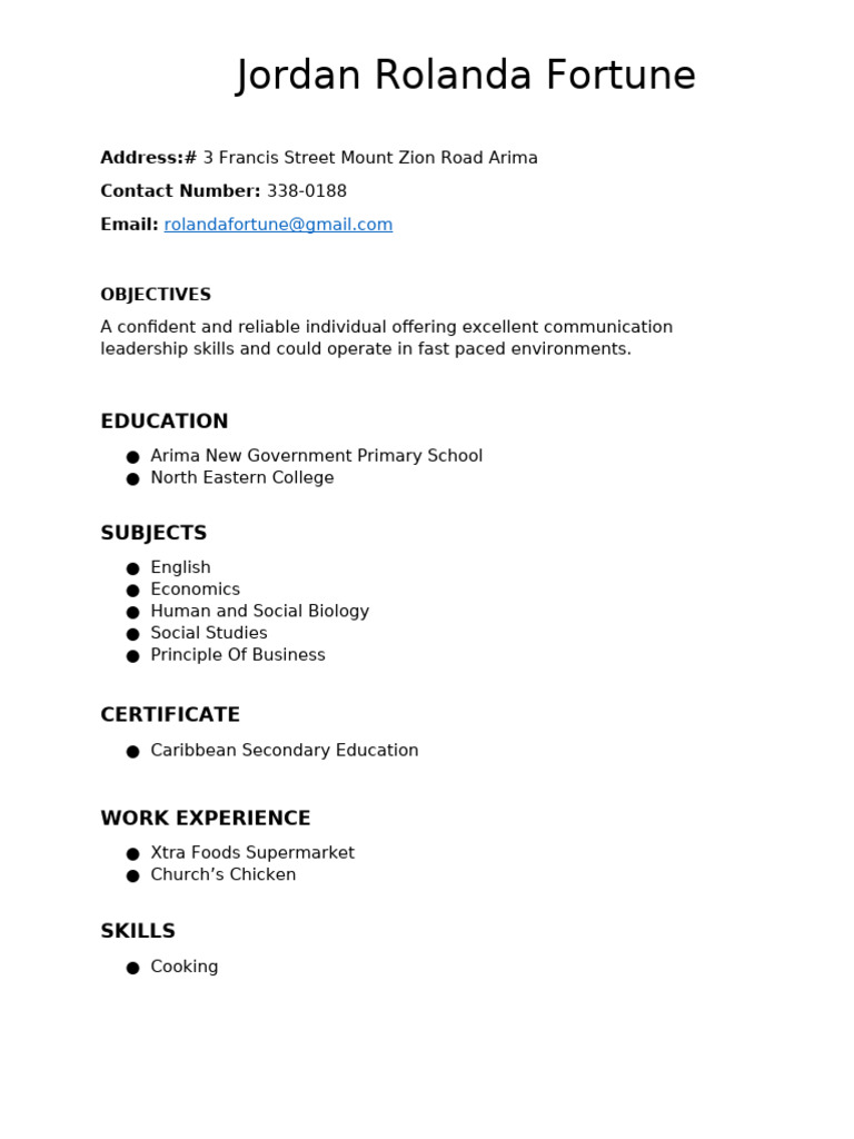 Jordan Fortune | PDF | Career & Growth | Lifestyle