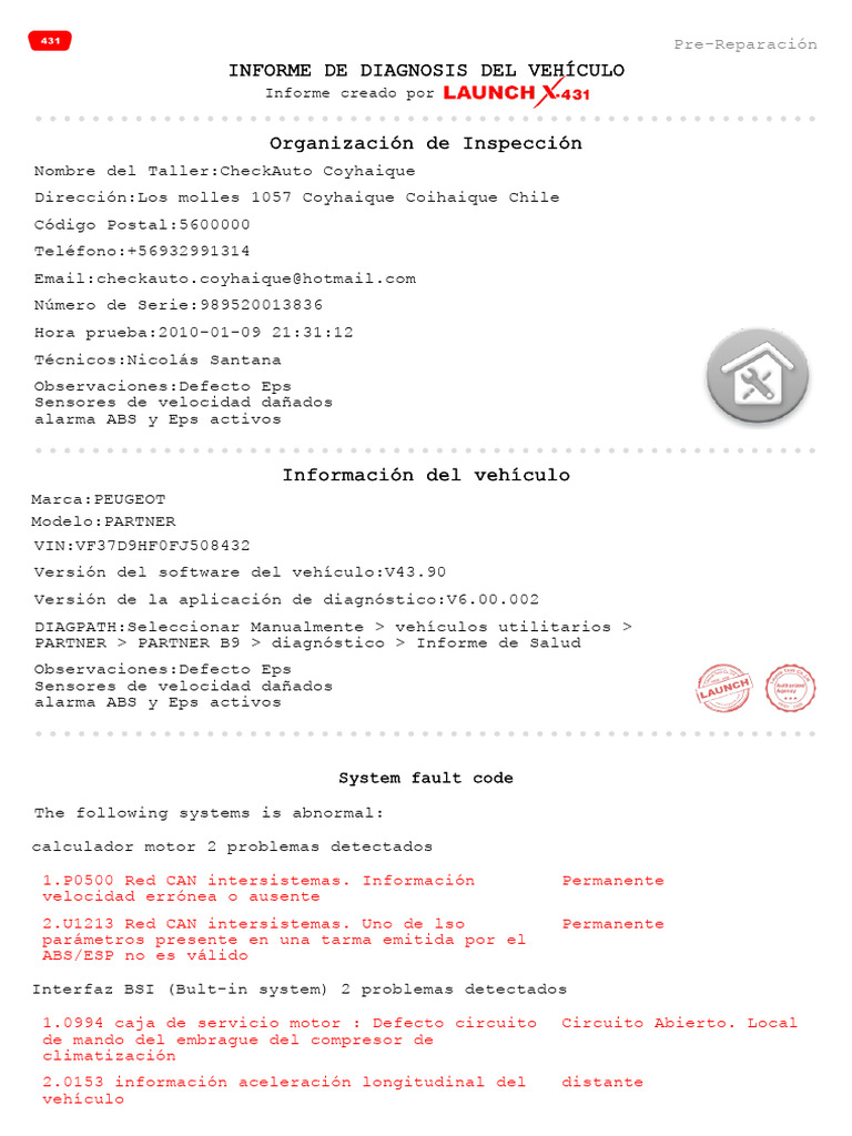 Diagnóstico Peugeot DTC C1335 | PDF | Sistema de freno antibloqueo ...