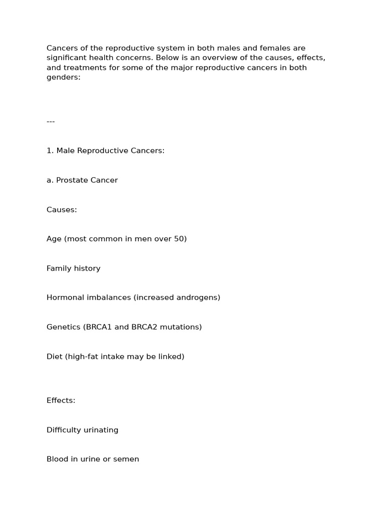 Reproductive Cancers | PDF | Cancer | Ovarian Cancer