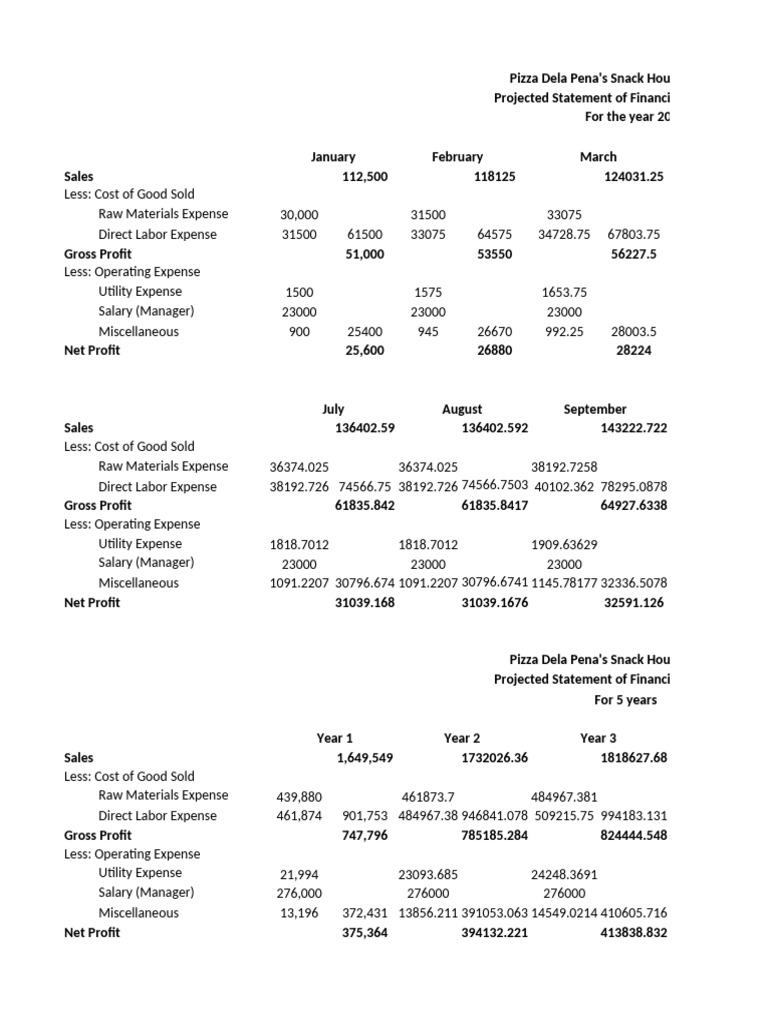 Financial Statement Entrep | PDF | Income Statement | Net Income