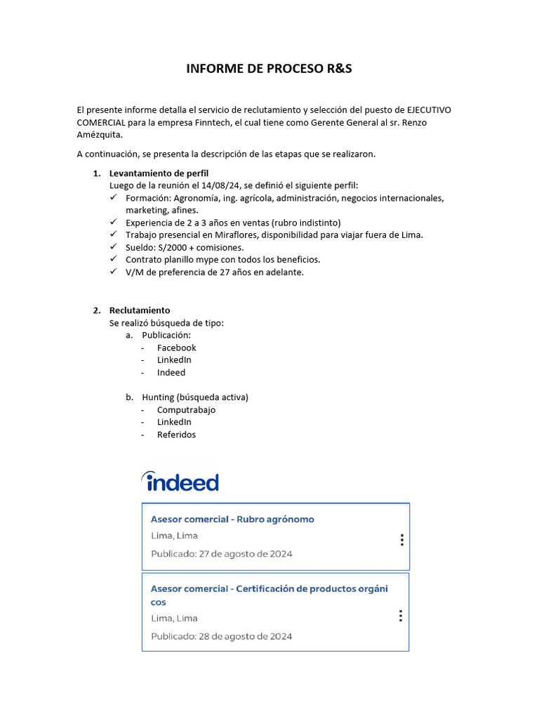 Informe de Proceso Rys | PDF