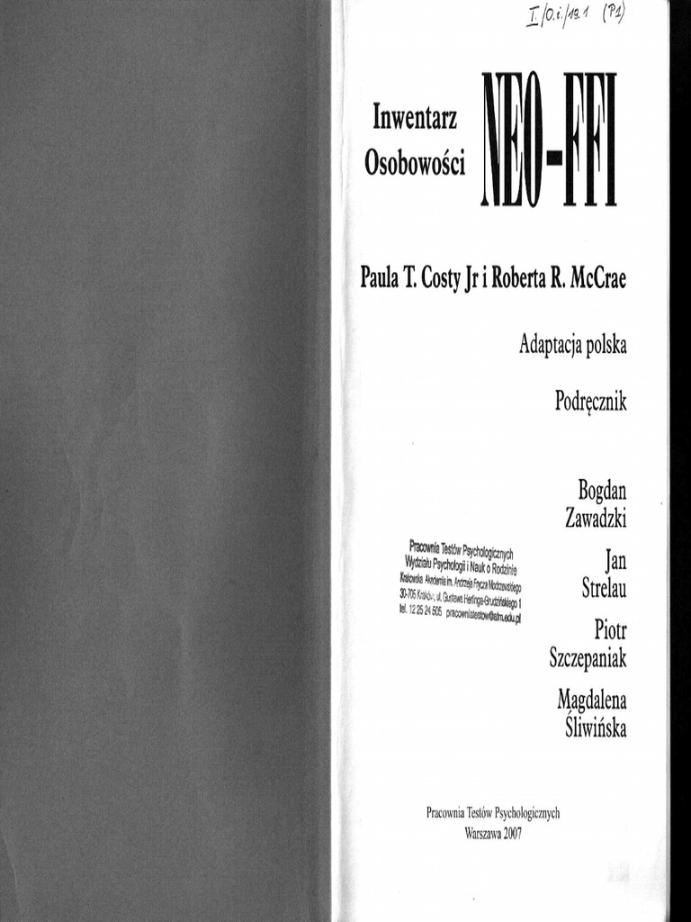 NEO-FFI Podręcznik | PDF