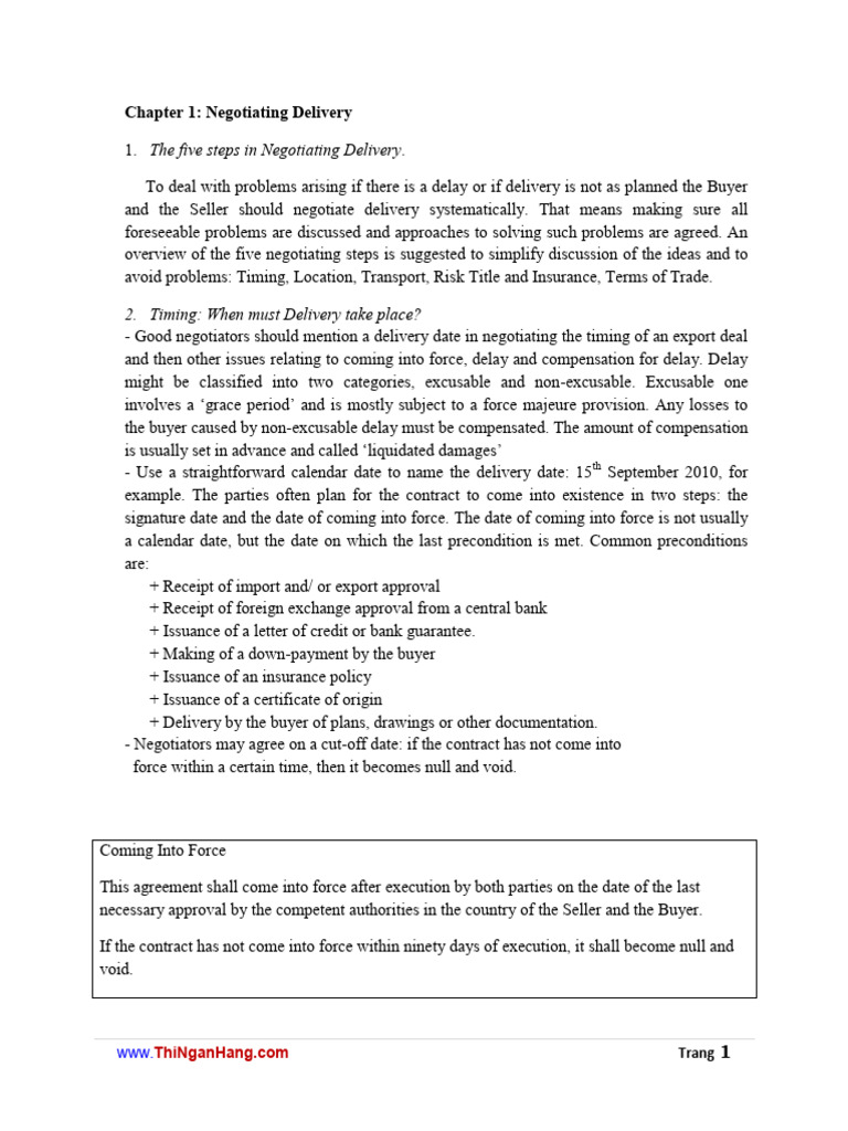 Chapter 1 Negotiating Delivery 1 5 | PDF