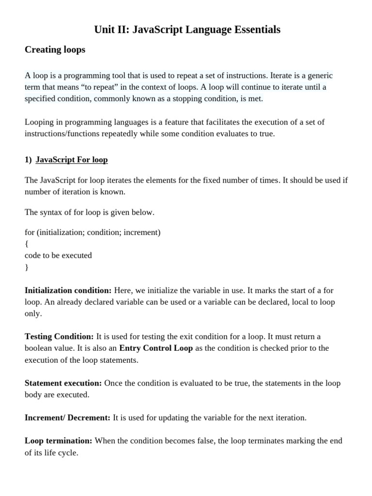 Javascript Unit II | PDF | Control Flow | Java Script Javascript Unit II | PDF | Control Flow | Java Script