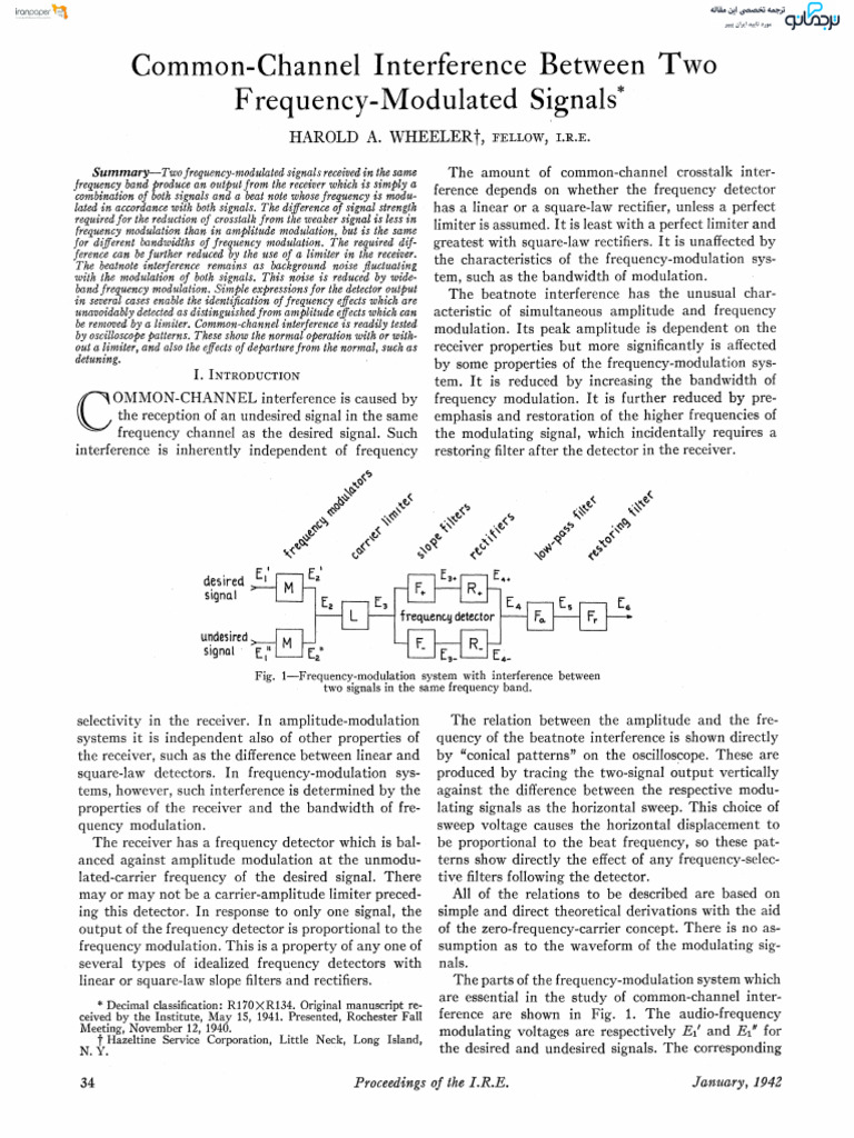 Common-Channel Interference Frequency-Modulated Signals : Between | PDF | Detector (Radio ...