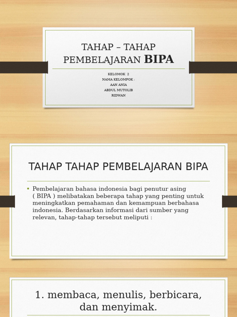 Tahap - Tahap Pembelajaran Bipa | PDF | Seni & Disiplin Bahasa