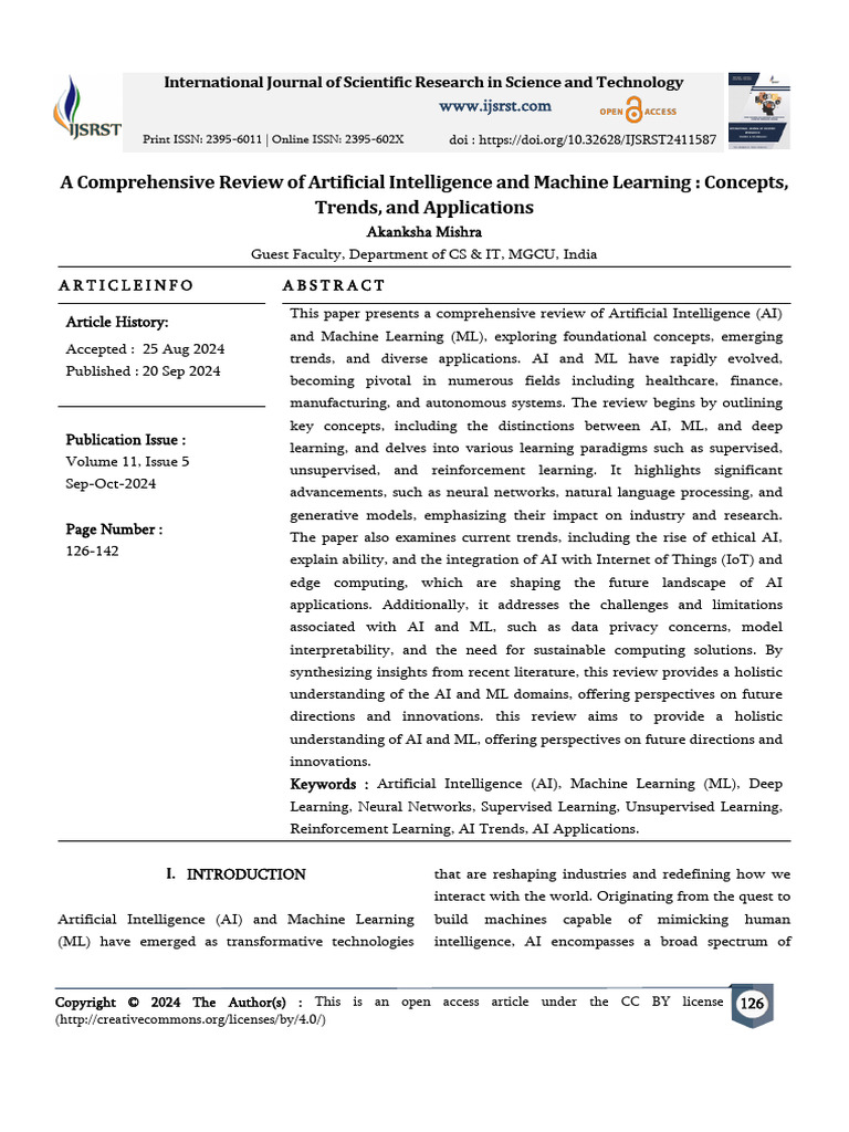 Comprehensive Ai And Ml Review Pdf Machine Learning Artificial