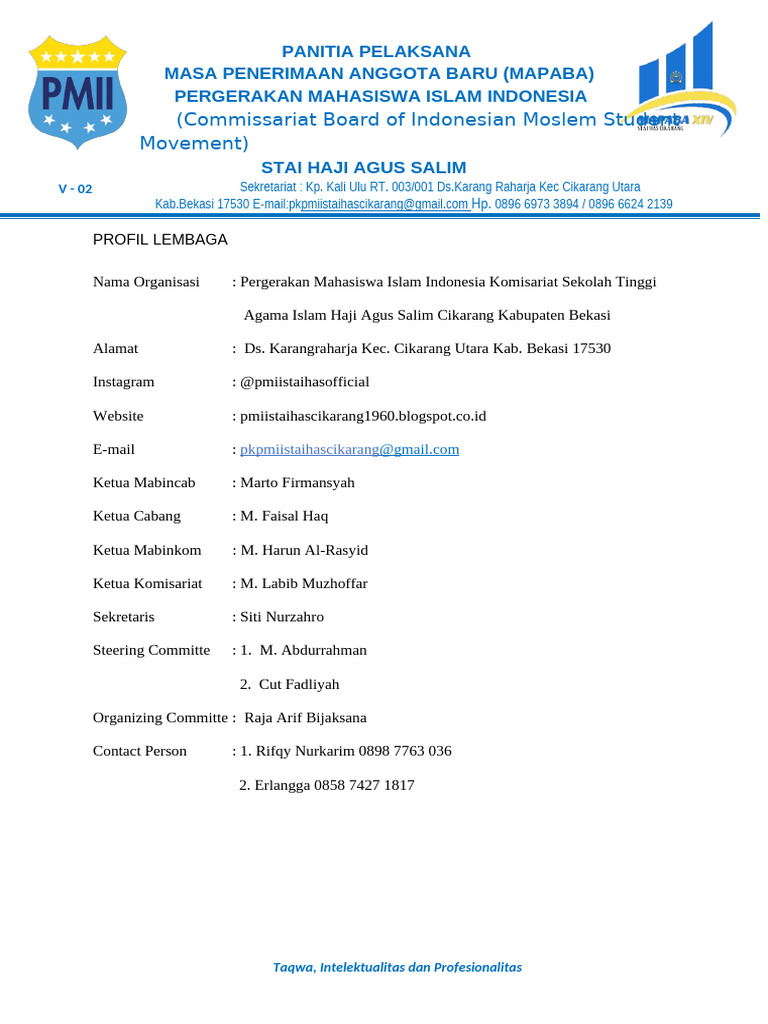 "MAPABA PMII STAI HAS 2024" | PDF