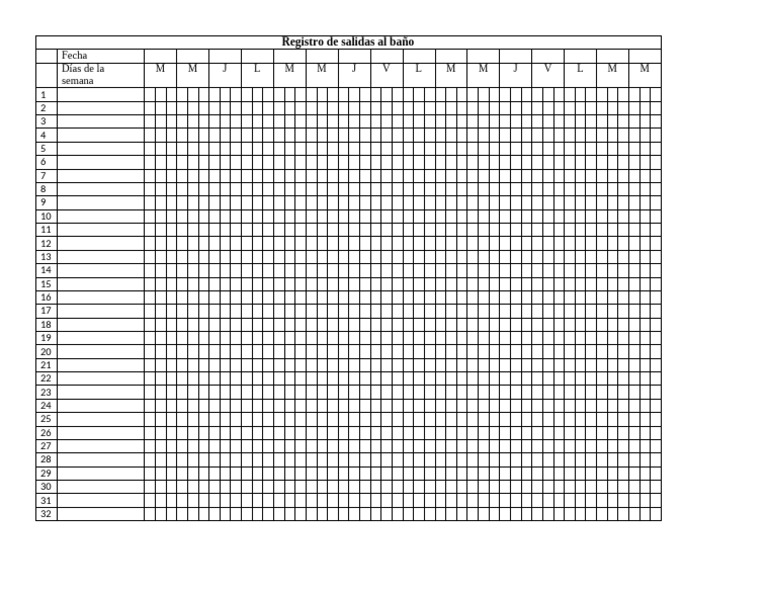 Formato Registro de Salidas Al Baño | PDF