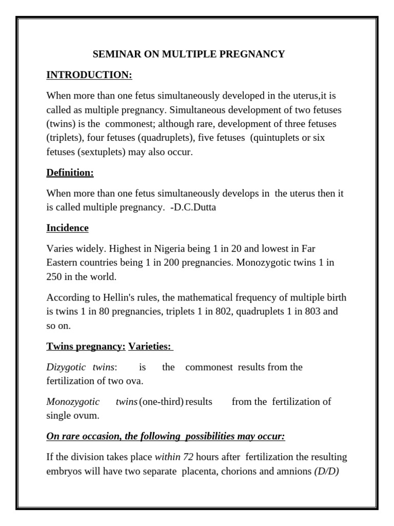Multiple pregnancy | PDF | Multiple Births | Childbirth