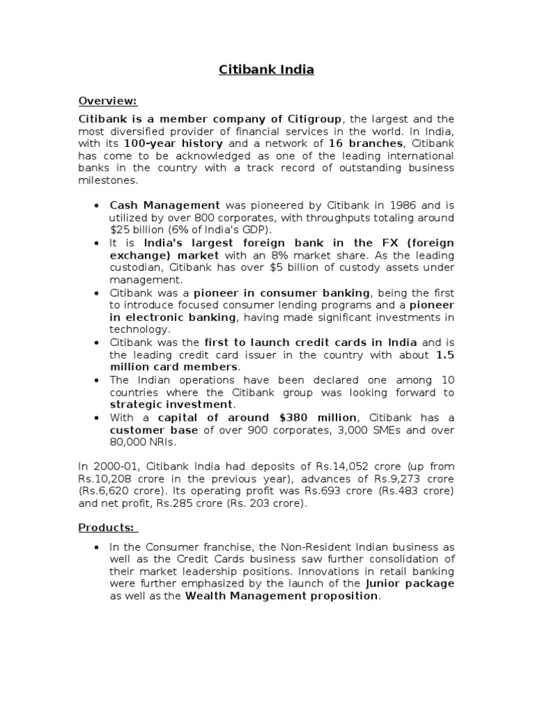 Citibank India LTD | PDF | Citigroup | Citibank