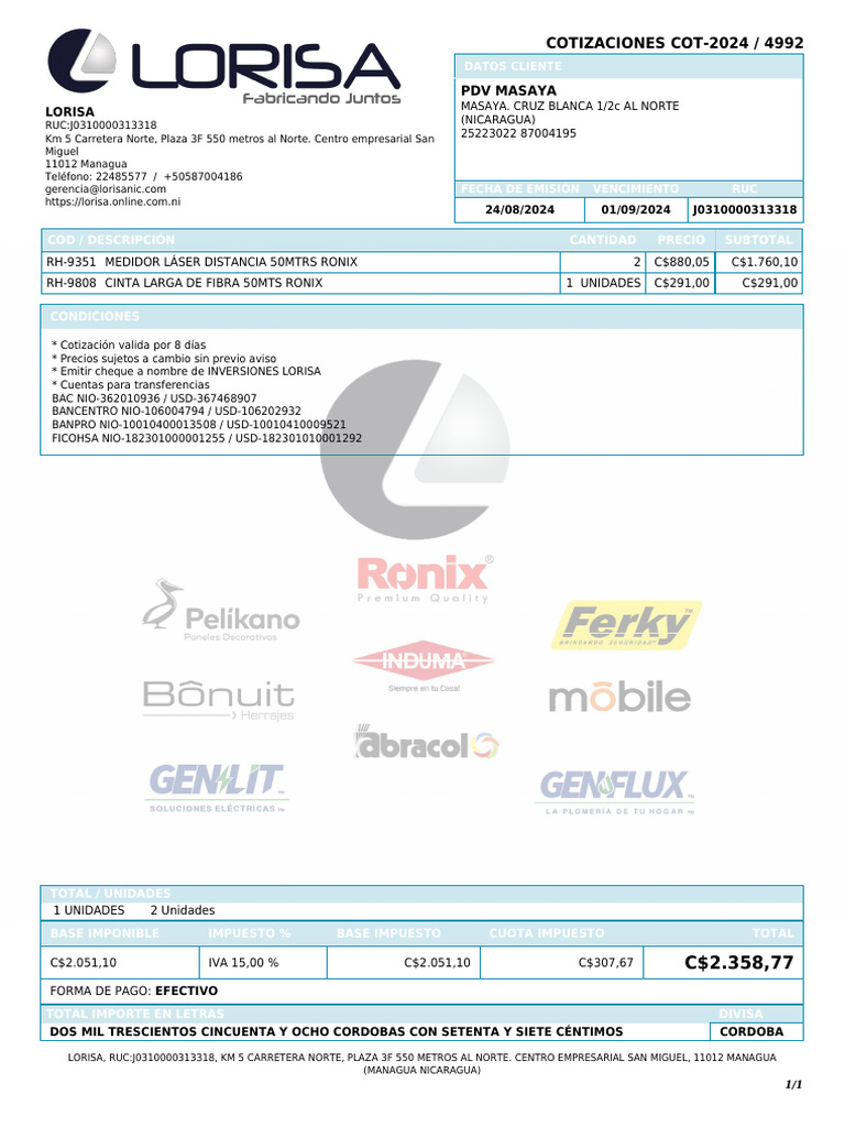 COT-2024 4992 Cotizaciones | PDF | Economias | Pagos