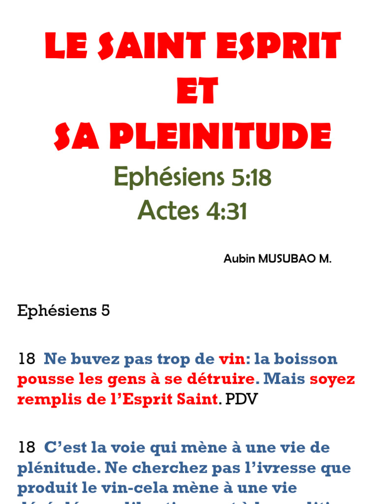 La Plénitude du Saint Esprit | PDF