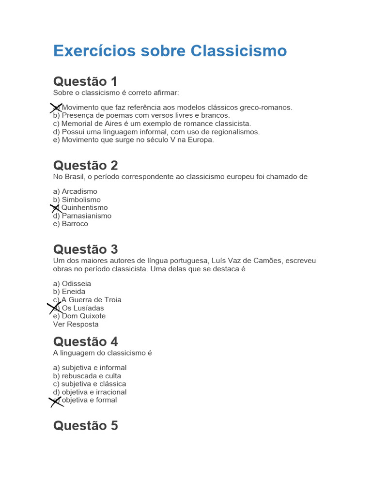 Editado - Exercícios sobre Classicismo | PDF | Poesia | Sonetos