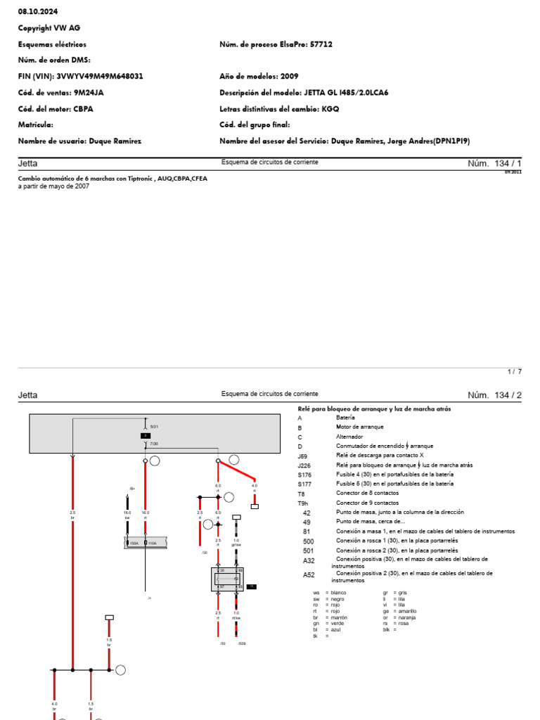 Esquemas eléctricos Jetta 2009 | PDF | Componentes eléctricos | Bienes ...