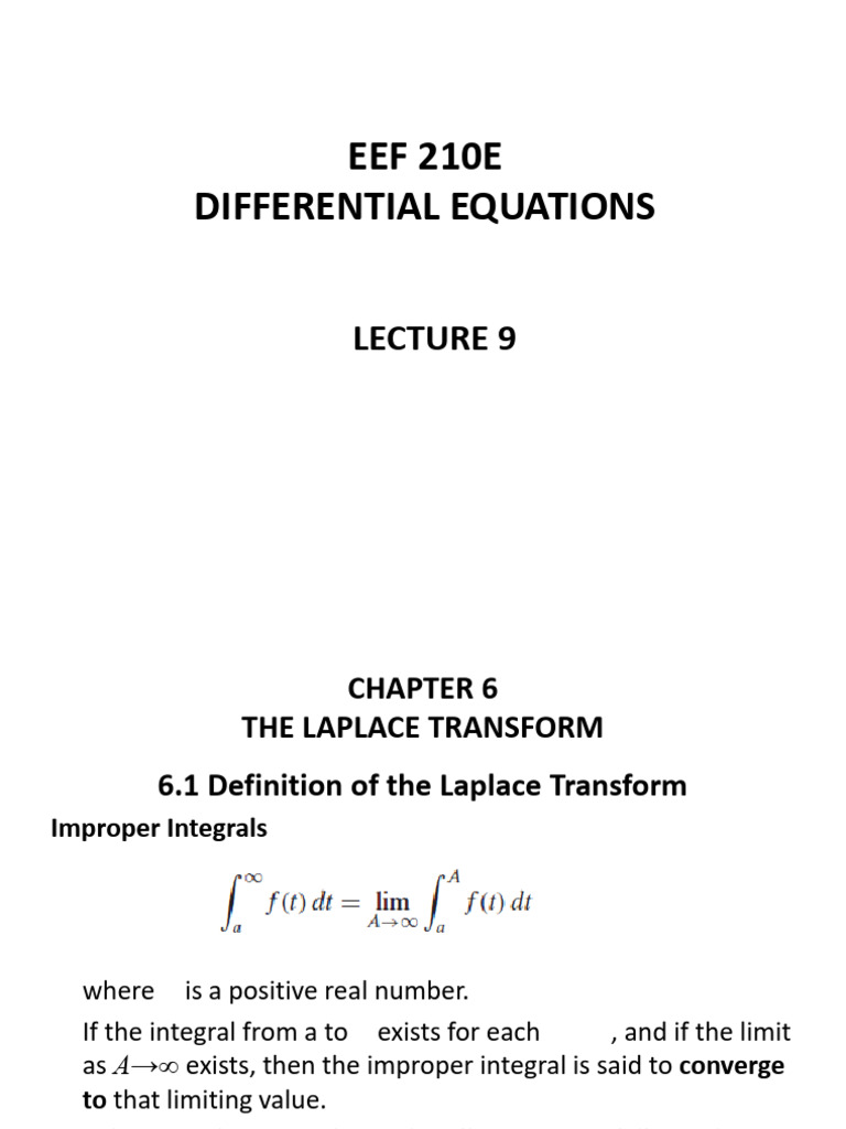 Lecture 9_2 | PDF | Laplace Transform | Integral