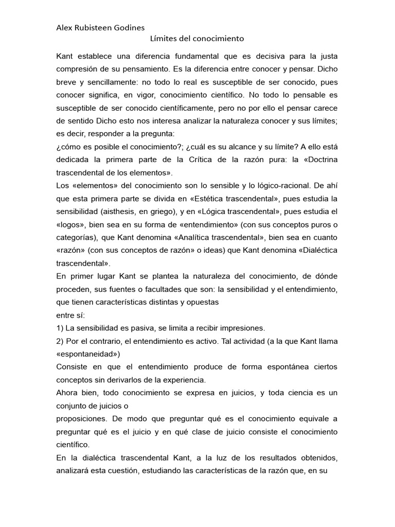 Tarea Rac.docx (1) | PDF | Immanuel Kant | Razón