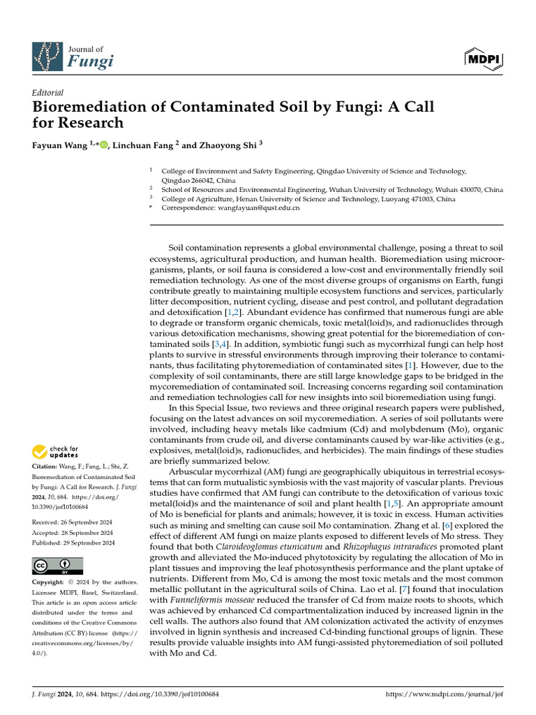 Bioremediation of Contaminated Soil by Fungi | PDF | Soil | Earth Sciences