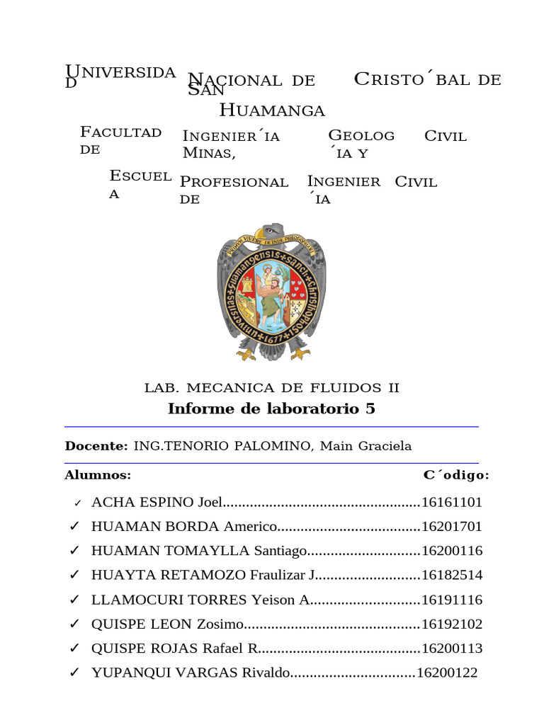 Informe Mecanica de Fluidos | PDF | Canal | Agua