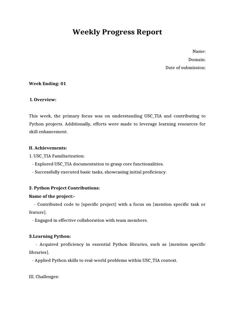 Weekly Report Format UPDATED | PDF | Python (Programming Language ...