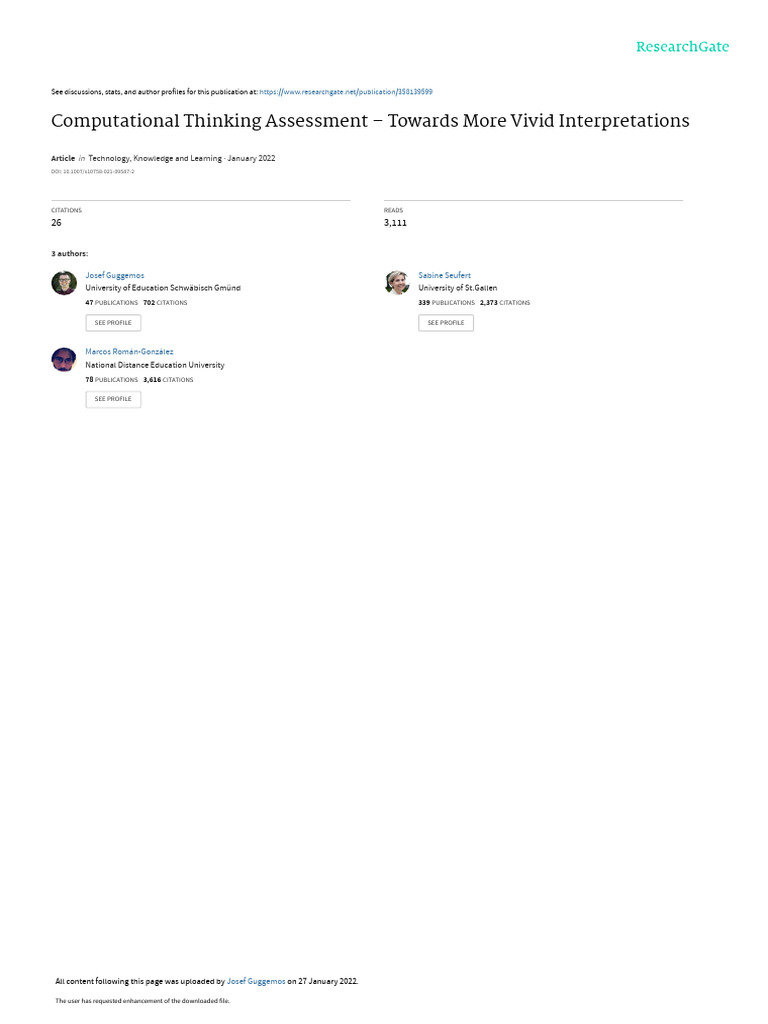 Computational Thinking Assessment - Towards More Vivid Interpretations | PDF | Akaike ...