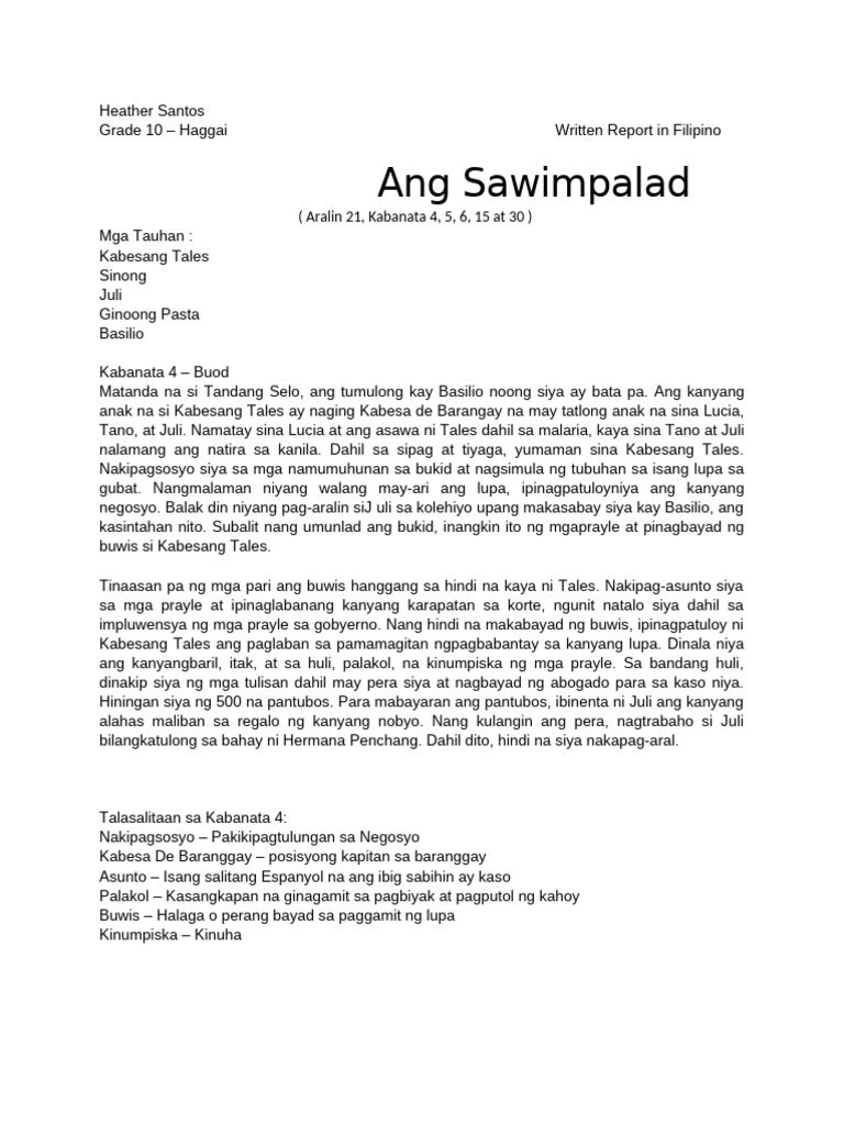 Filipino Written Report Mwa | PDF