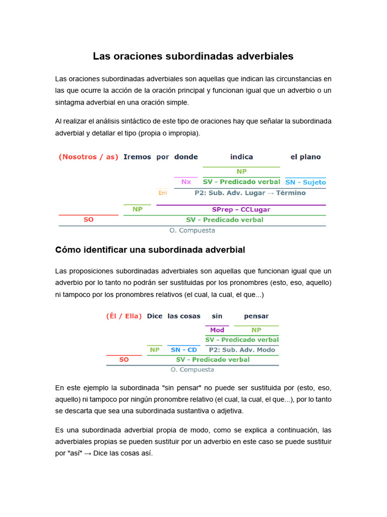 Oraciones Subordinadas Adverbiales 1ºbach Pdf Adverbio Oración 5766