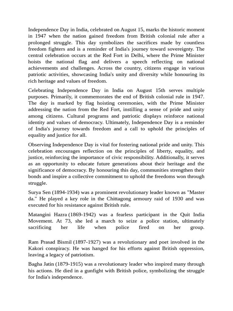Independence Day in India | PDF