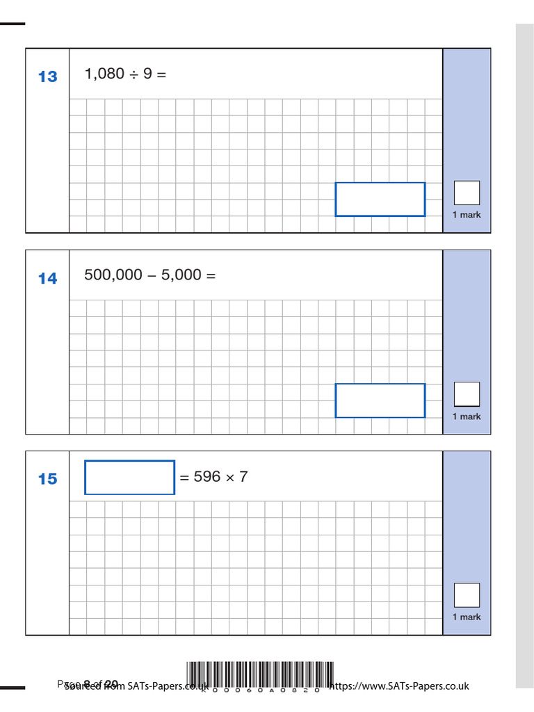Ks2 Mathematics 2022 Paper 1 | PDF | Mathematics | Arithmetic