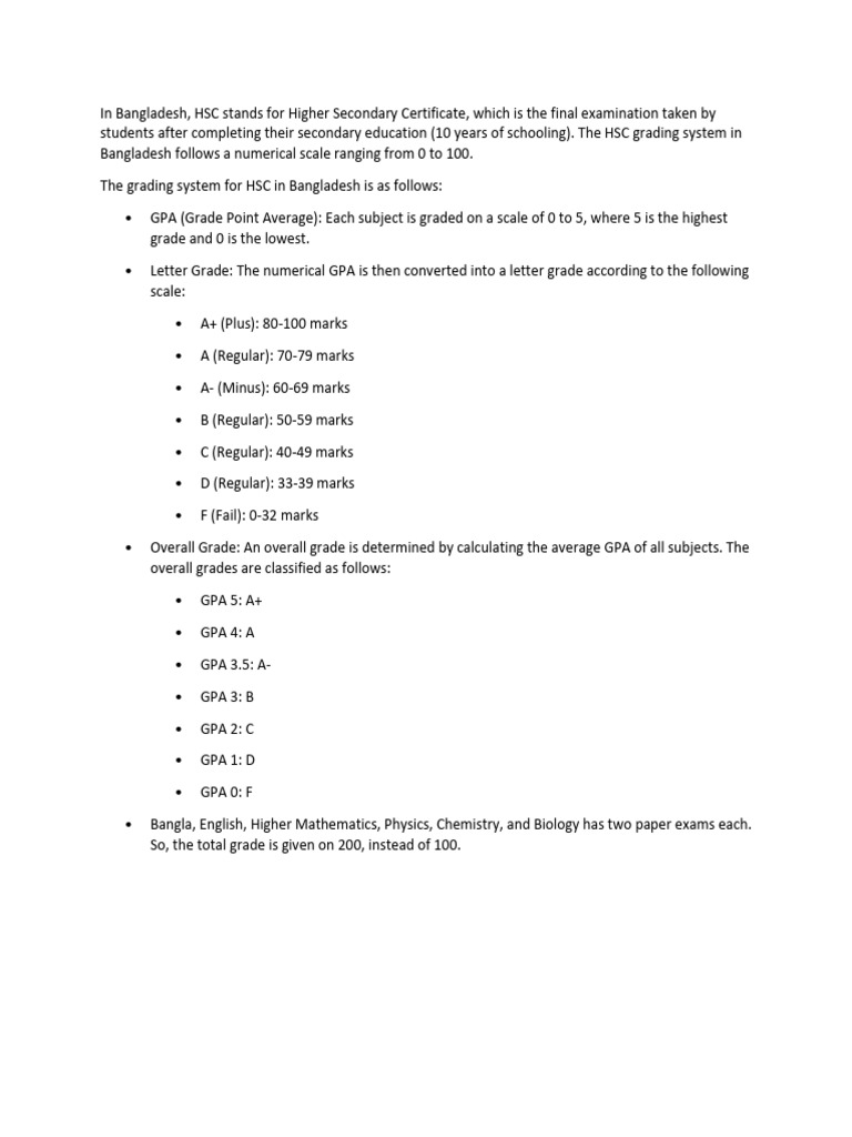 HSC Grading System | PDF