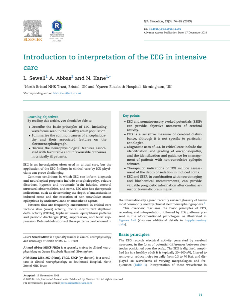 EEG Interpretation in Intensive Care | PDF | Electroencephalography | Coma