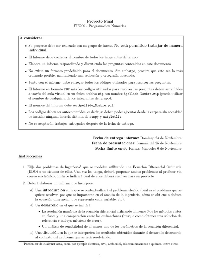 Proyecto Final EIE 200 | PDF | Ecuaciones | Ecuaciones diferenciales