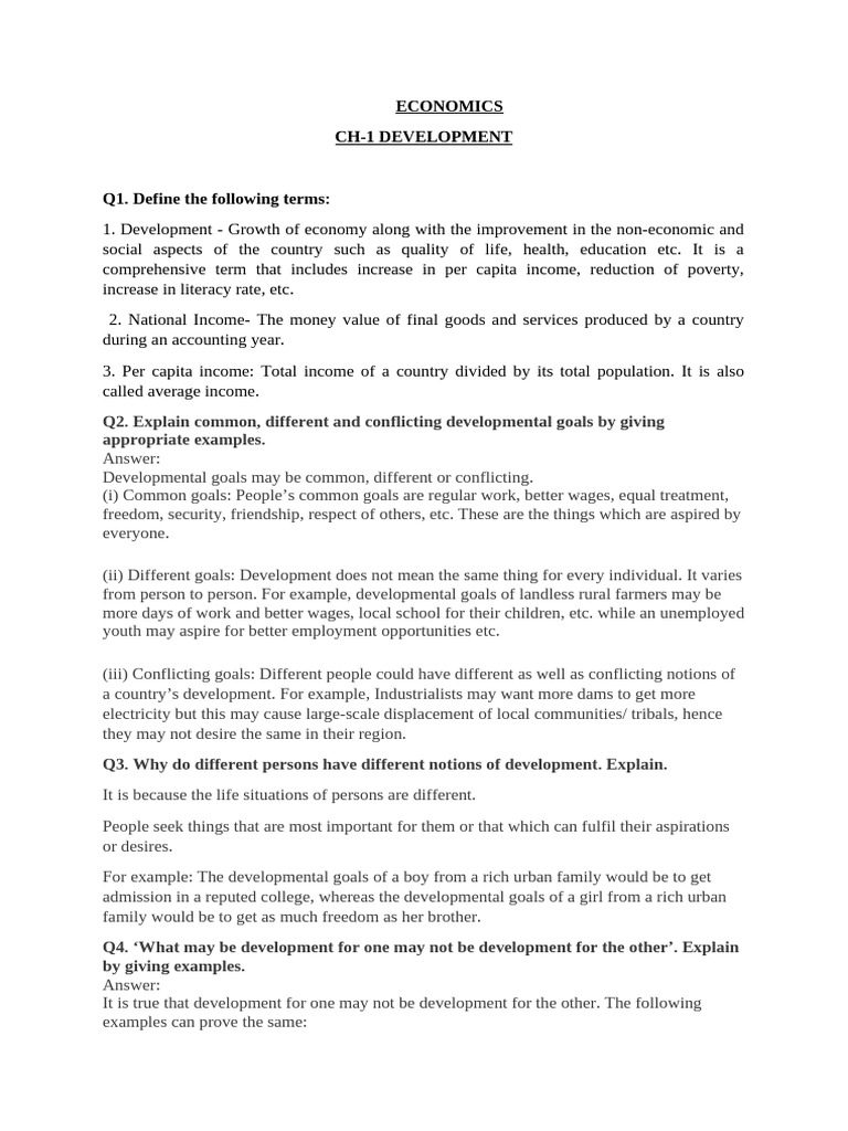 ECONOMICS CH-1 NB WORK | PDF | Human Development Index | Body Mass Index