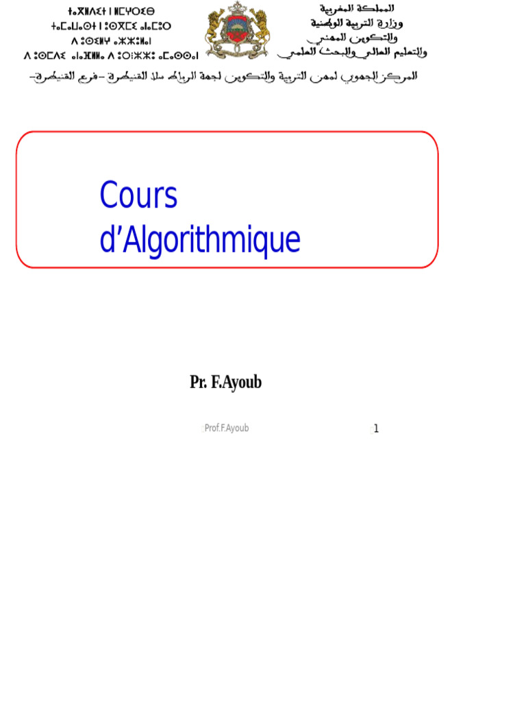 Cours Algorithmique - Excercices Corrigés | PDF | Structure de contrôle ...