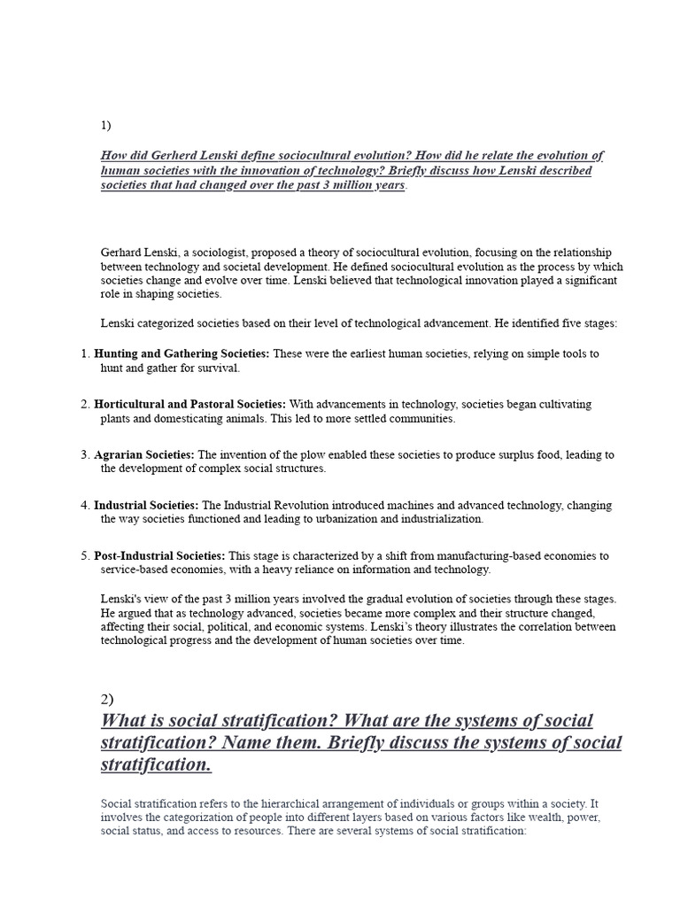 Gerhard Lenski.docx2 | PDF | Family | Society