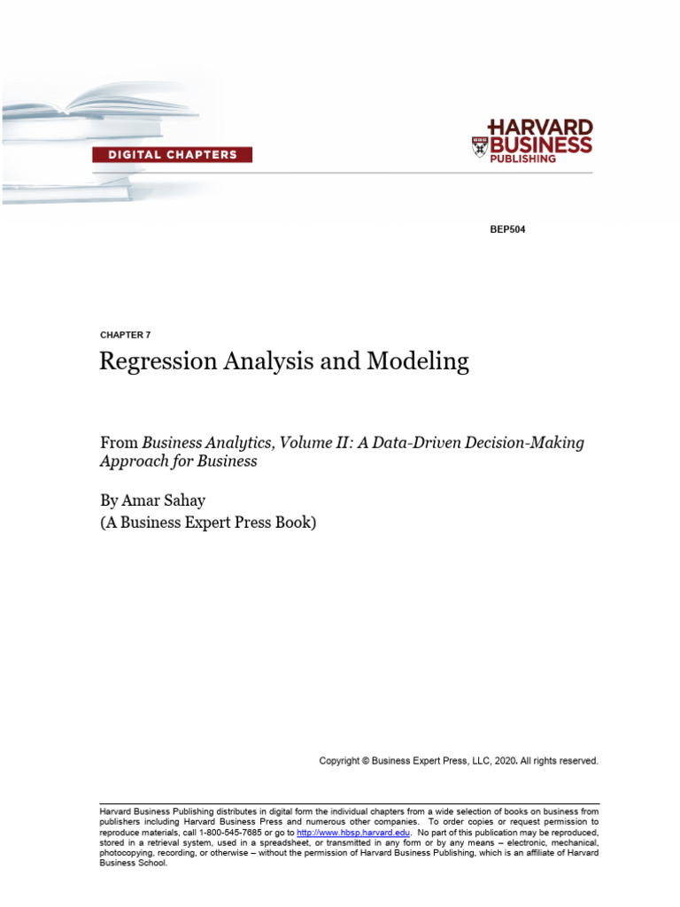 Regression Analysis and Modelling - Amar Sahay | PDF | Linear Regression | Regression Analysis