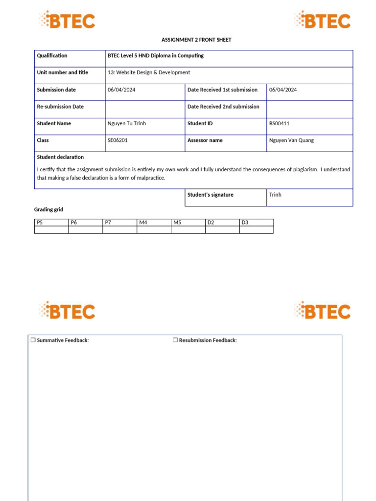 Asm2 WDD Nguyentutrinh BS00411 | PDF | World Wide Web | Internet & Web