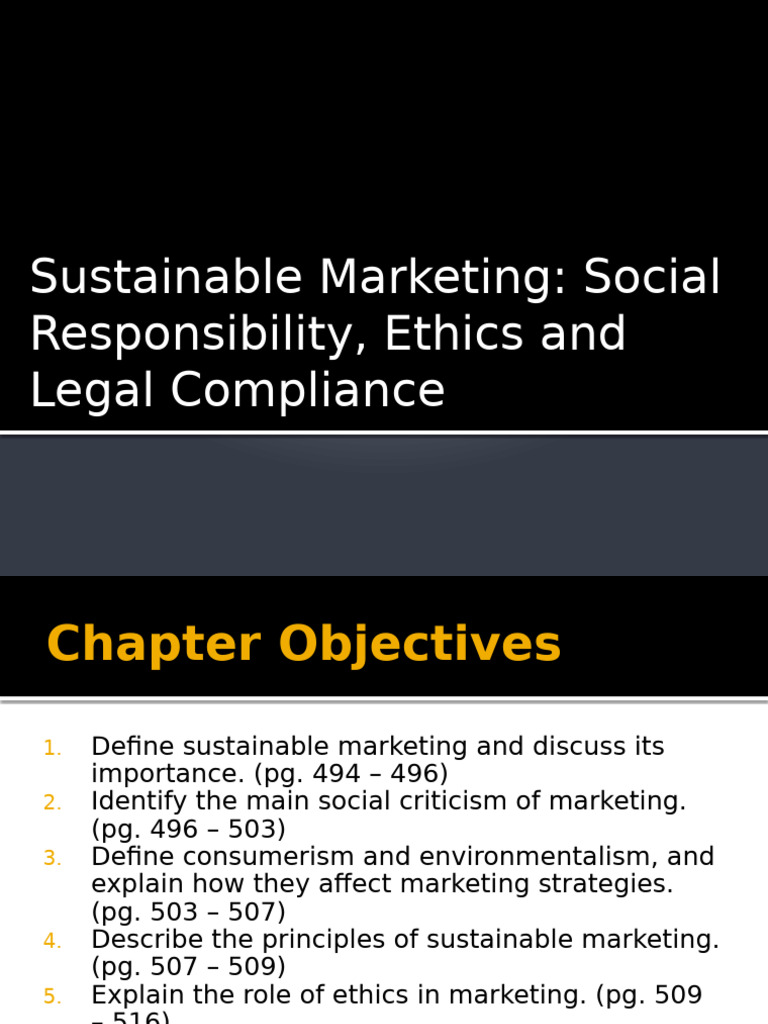 Chapter 15 - Marketing Ethics, Social Responsibility and Legal ...