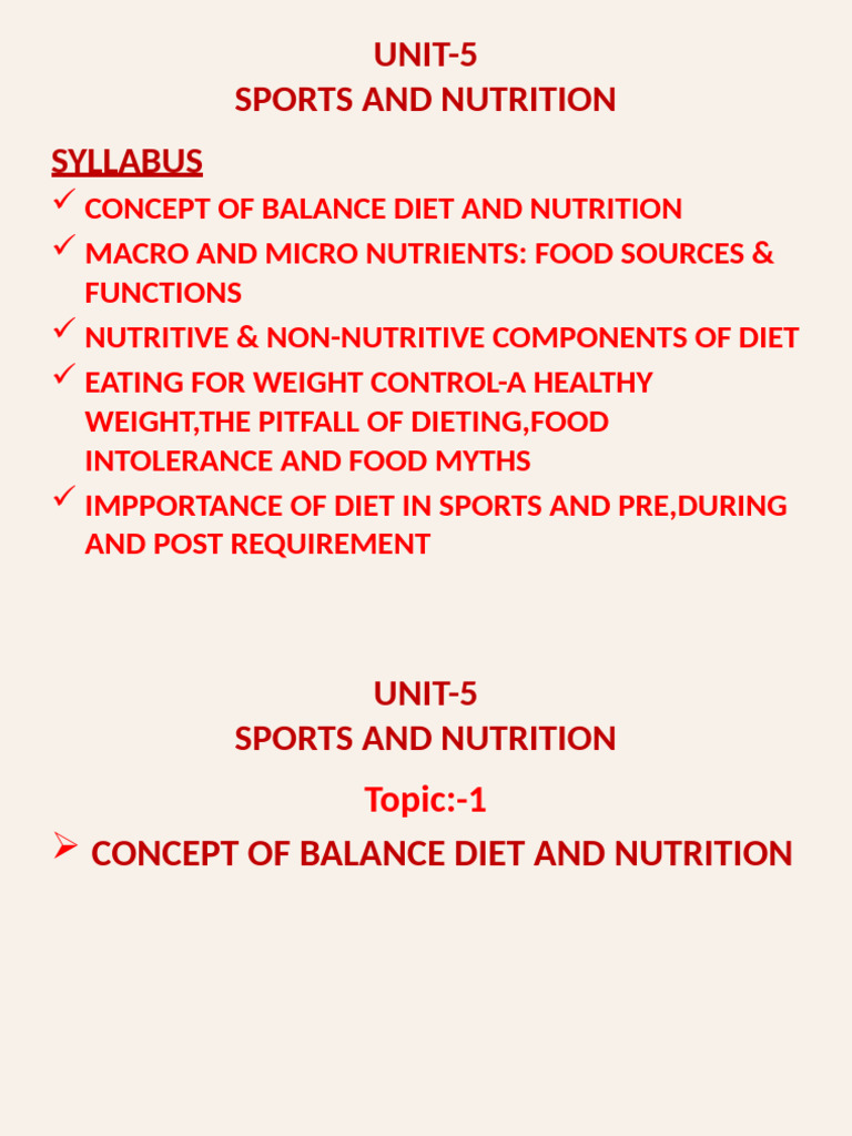 5.unit-5, Sports and Nutrition | PDF | Diet & Nutrition | Saturated Fat