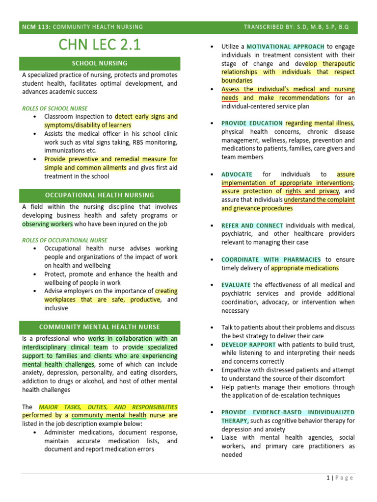 CHN 2.1 | PDF | Mental Health | Nursing
