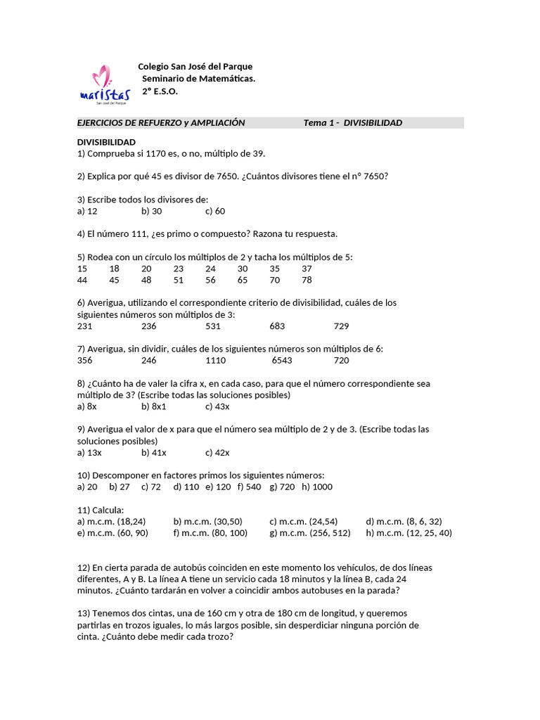 Ej Amp-T1-Divisibilidad | PDF