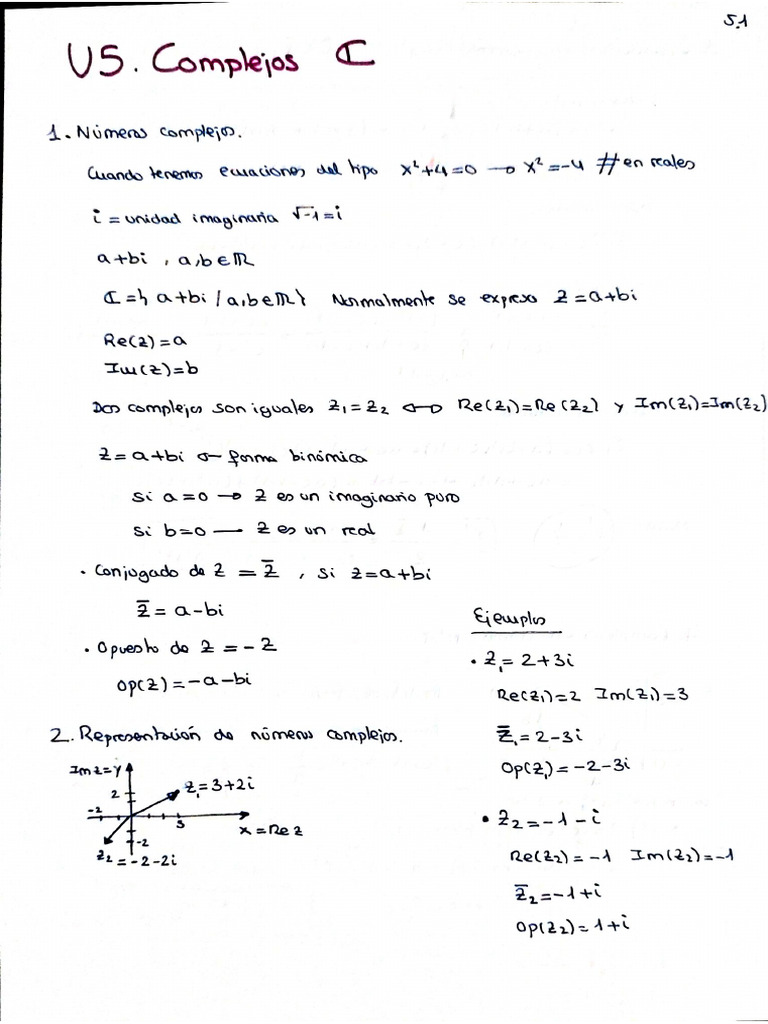 U5 Complejos (1⁰Bach) | PDF