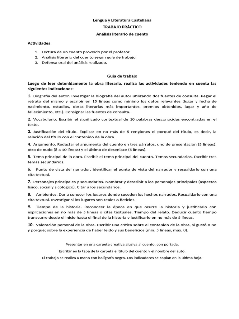 Análisis de Cuentos 2024 | PDF | Cuentos