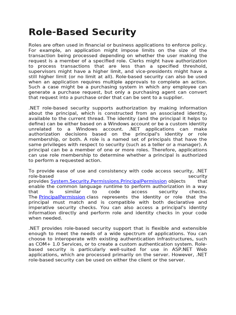 Role based security | PDF | Information Technology | Computer Science