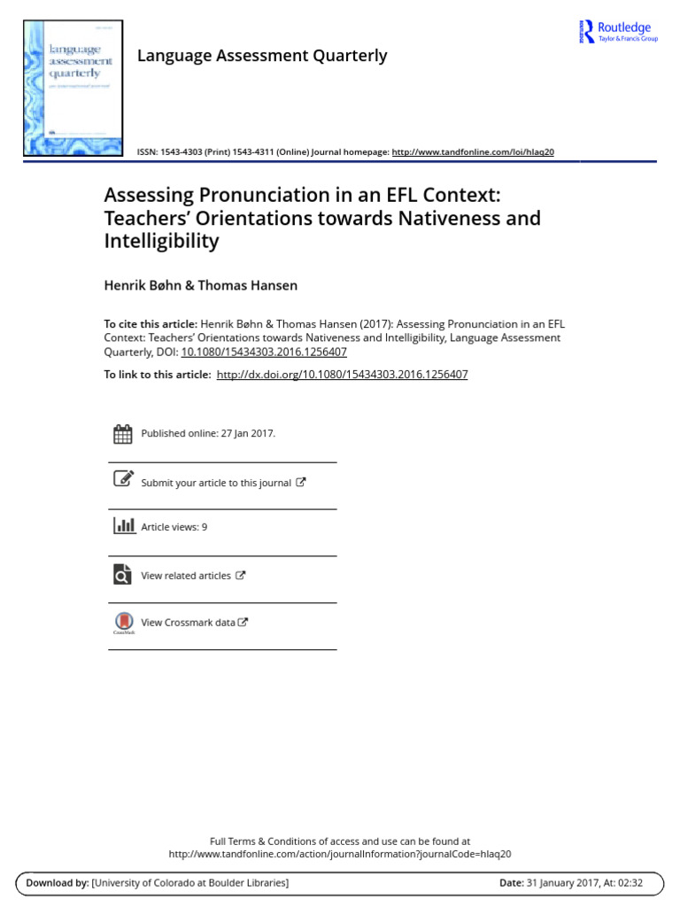 Assessing Pronunciation | PDF | Accent (Sociolinguistics) | English Language