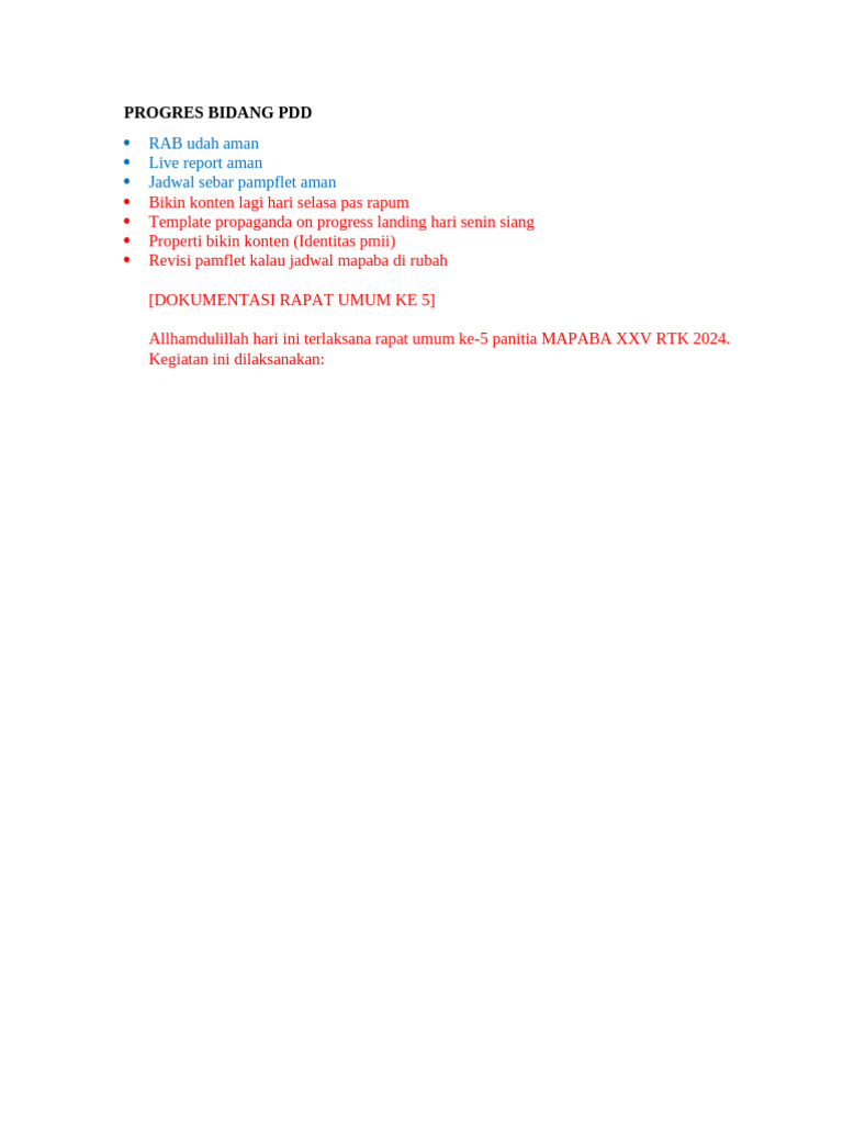 Progres Bidang PDD | PDF | Bisnis