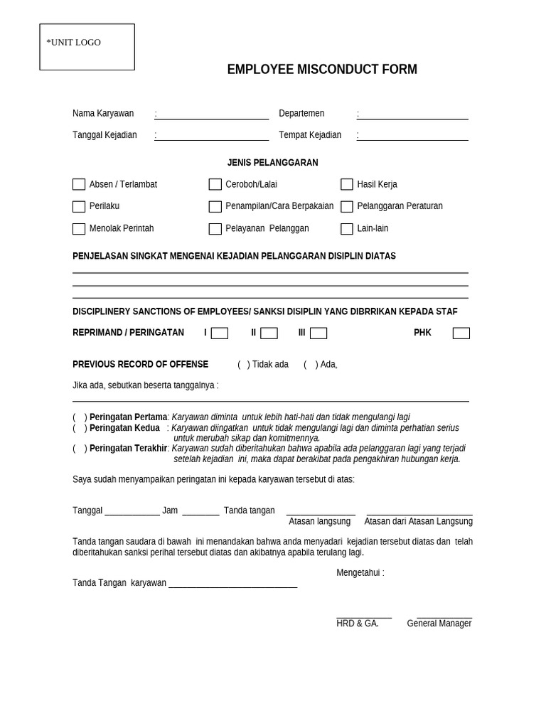 FM-HR.11 Misconduct Form | PDF