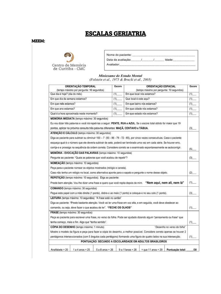 Escalas Geriatria | PDF